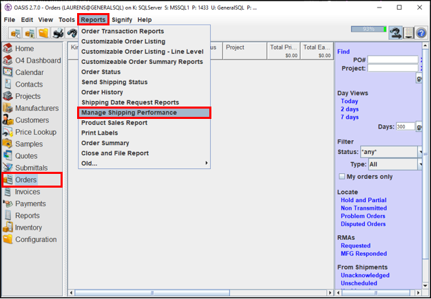 Manage Shipping Performance Report – Ingen Software