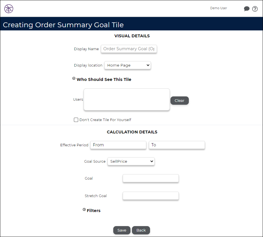 Creating the Order Summary Goal Tile – Ingen Software