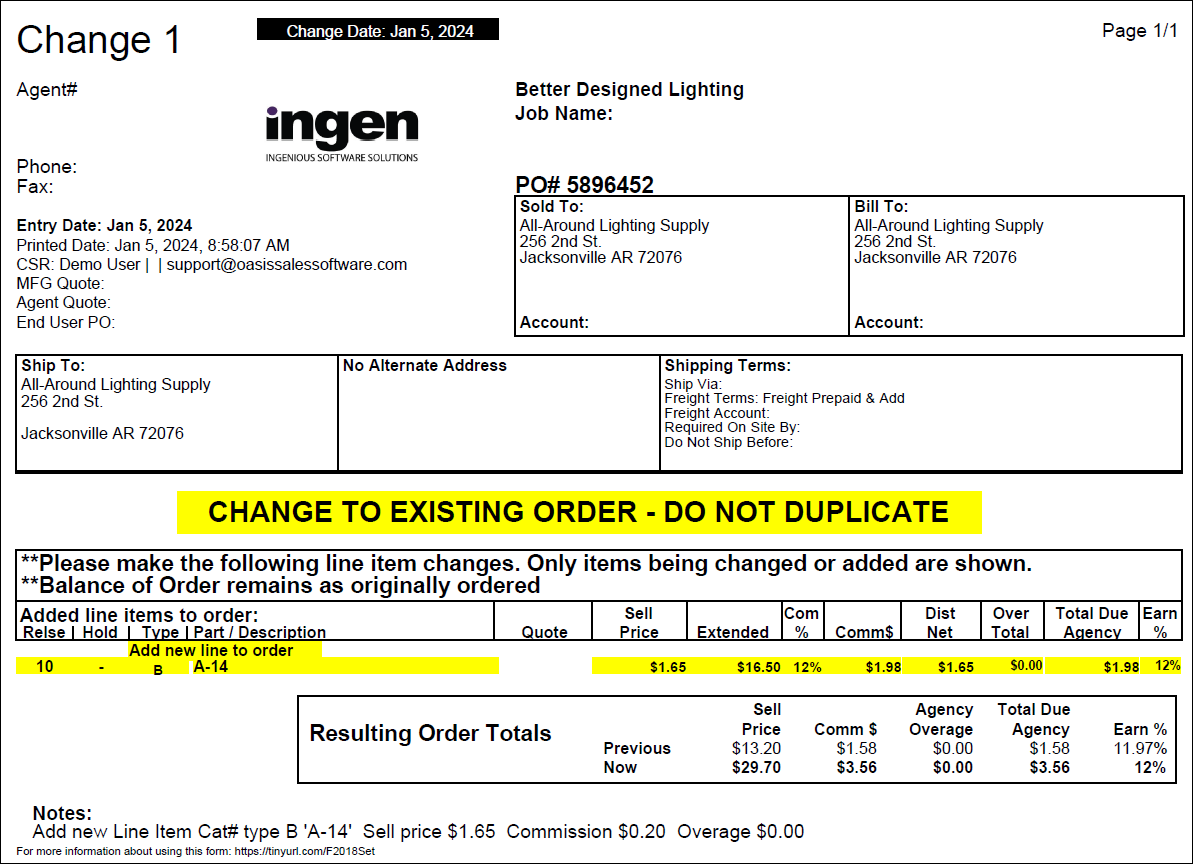 Setting Up Recap Change Orders for Manufacturers – Ingen Software