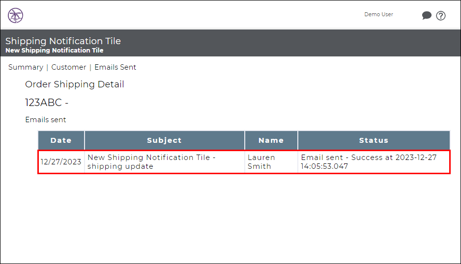 Viewing the Shipping Notification Tile – Ingen Software