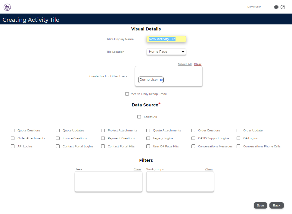 Creating the Activity Tile – Ingen Software