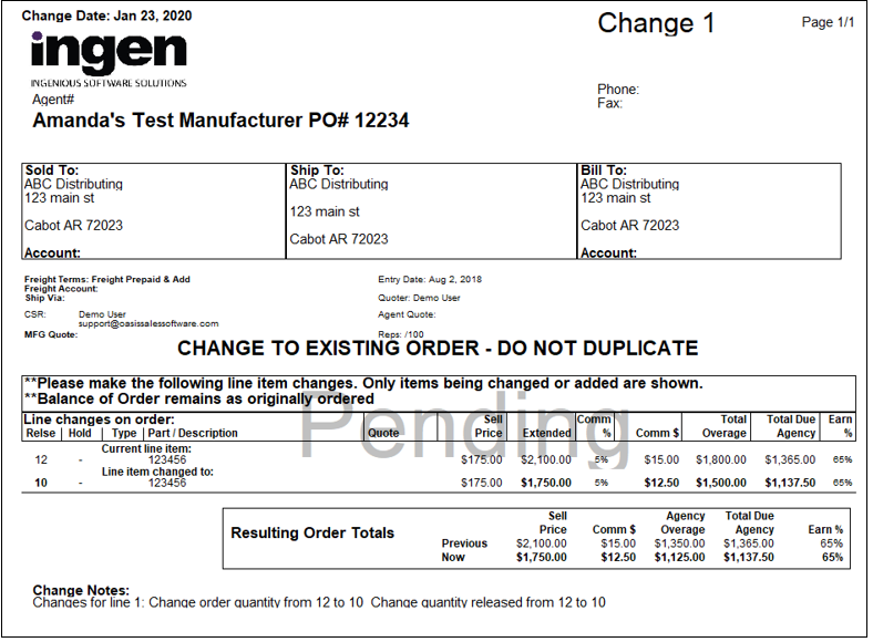 Change Orders – Ingen Software