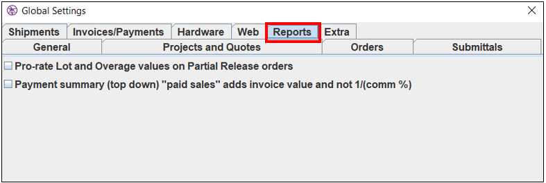 Reports Global Settings – Ingen Software