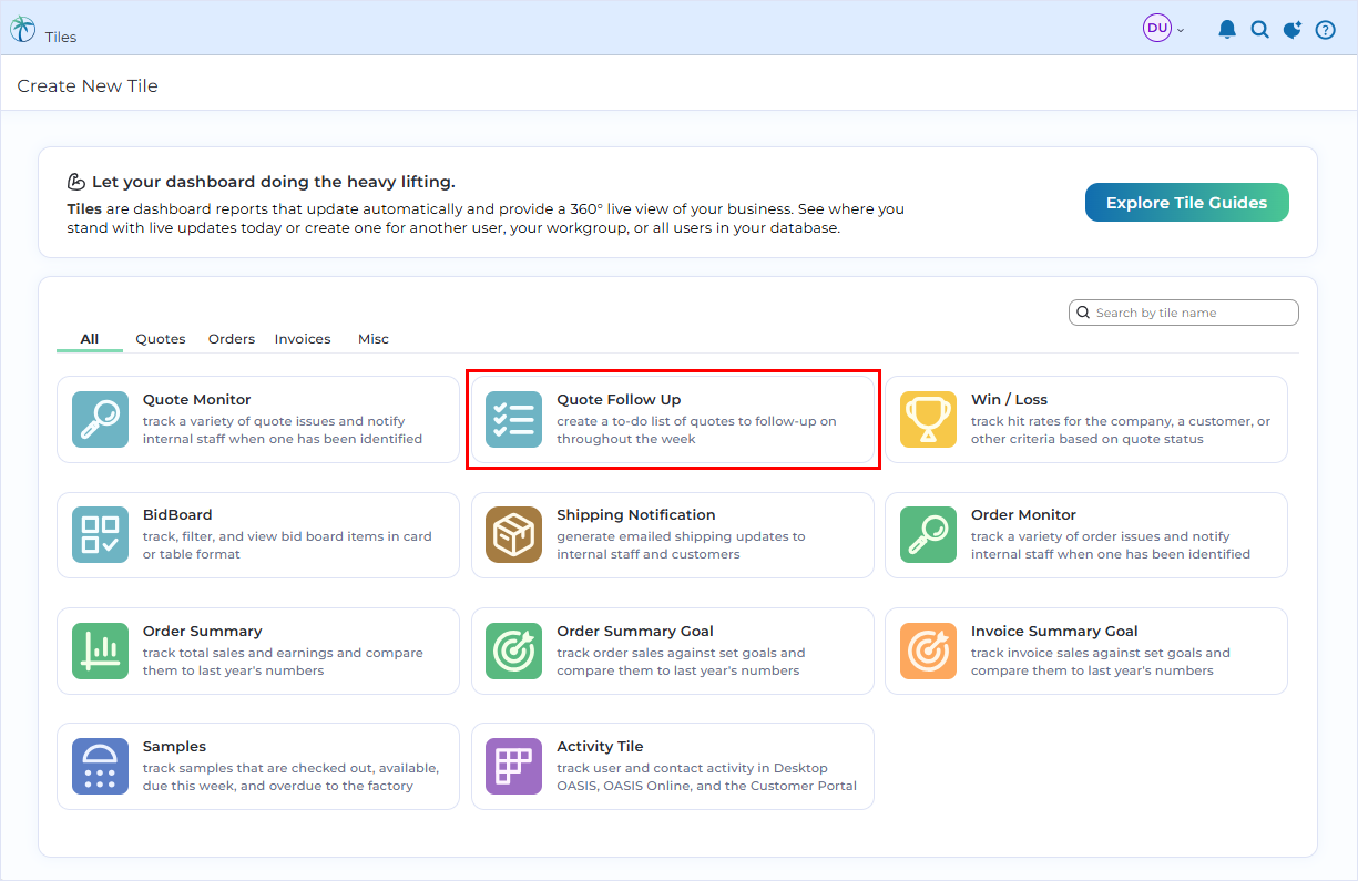 Creating the Quote Follow Up Tile – Ingen Software
