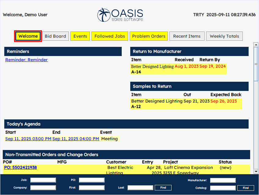 The Home Page in OASIS Desktop – Ingen Software