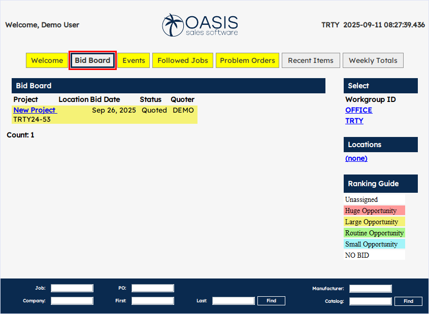 The Home Page in OASIS Desktop – Ingen Software