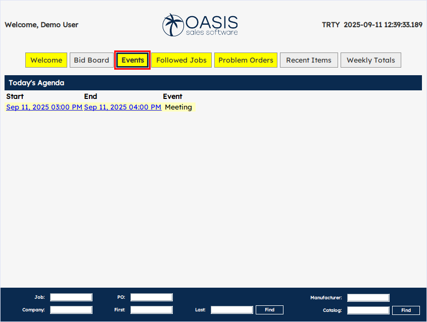 The Home Page in OASIS Desktop – Ingen Software