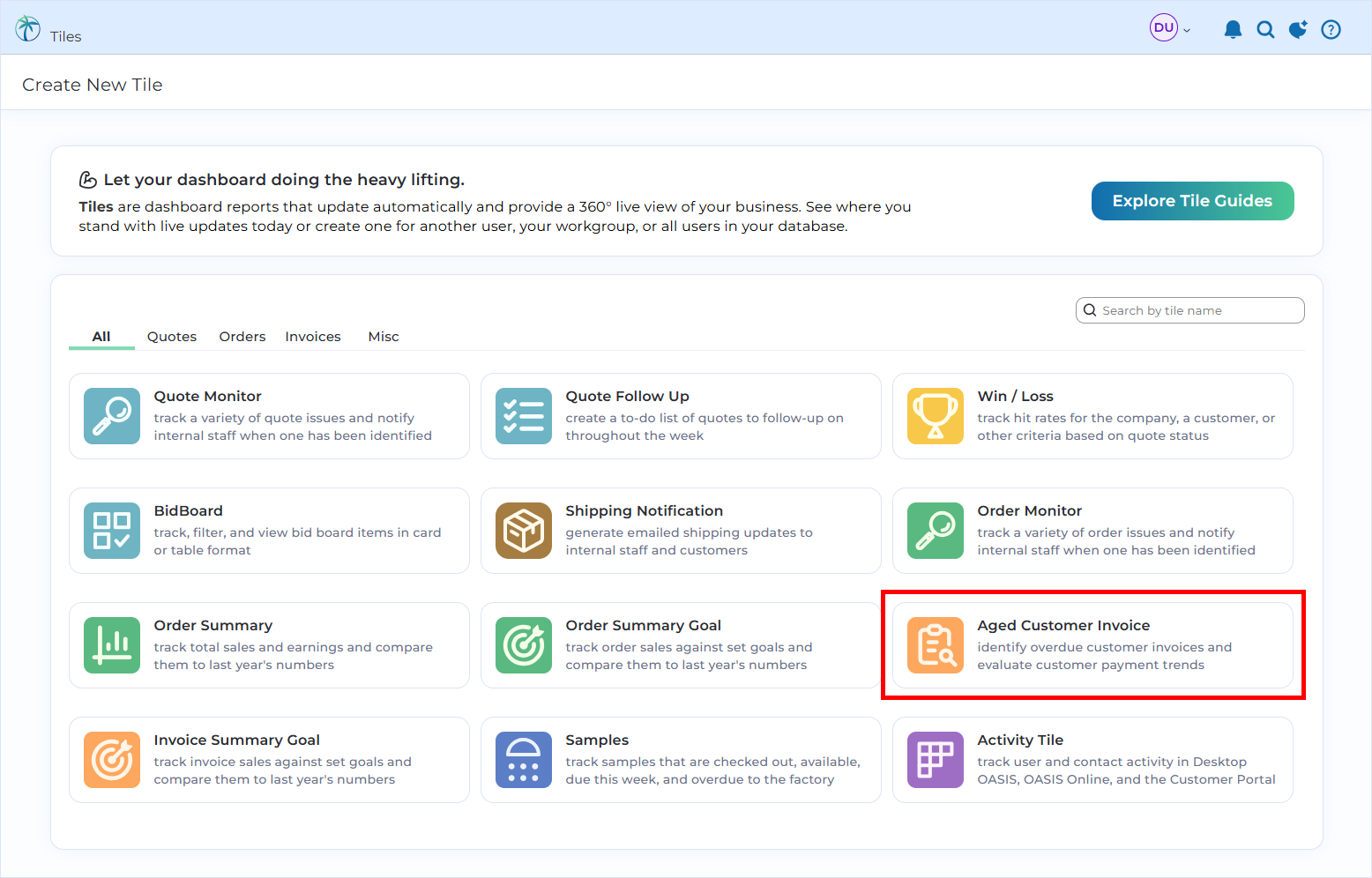 Creating the Aged Customer Invoice Tile – Ingen Software